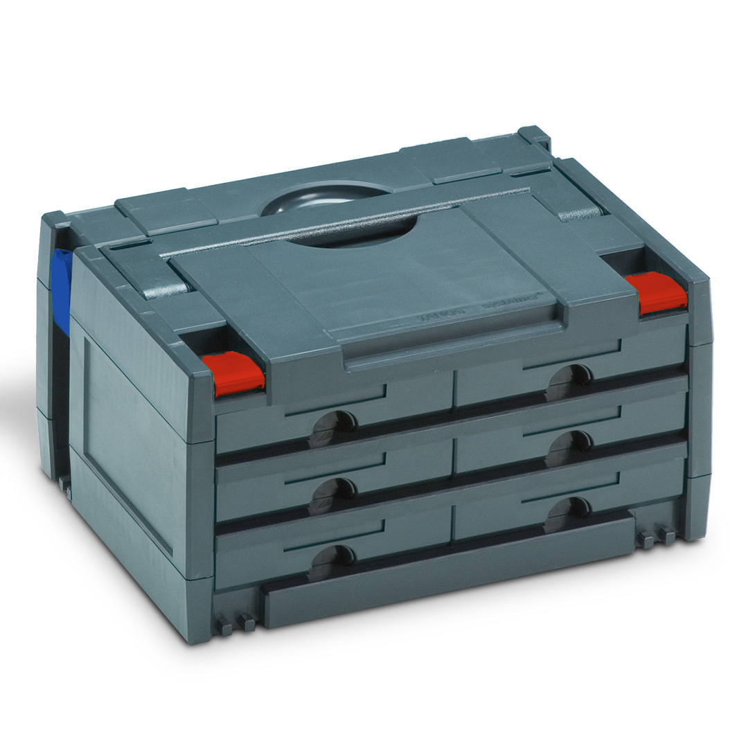Schubladen-systainer® III Variante 4 | Anthrazit (RAL 7016) | Karminrot ...